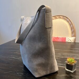 margot | Bags | New Margot Kate Bucket Bag Tote Purse Light Grey Suede ...